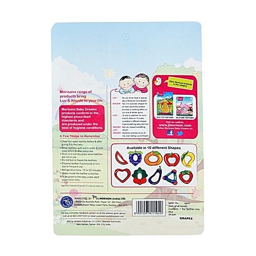 Buy Morisons Baby Dreams Cool Buddy - Water Teether, Grapes Online at ...