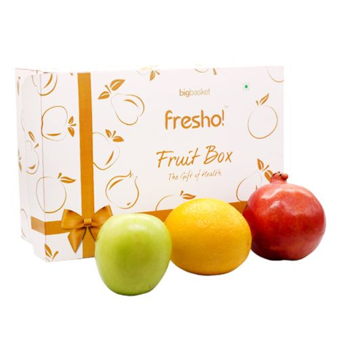 Buy Fresho Gift Box - Apple Green + Pomegranate + Orange Imported ...