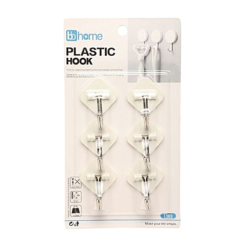 Buy BB Home Plastic & Steel Hook - Self Adhesive/Stickable Online at ...