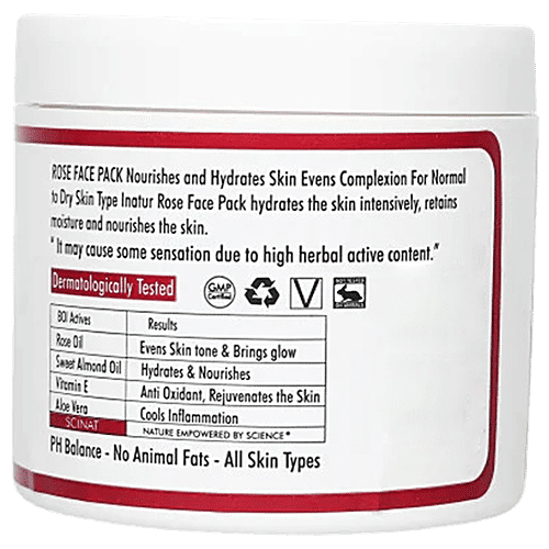 Buy INATUR Rose Face Pack - Almond Oil & Aloe Vera, All Skin Types ...