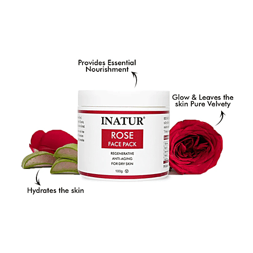 Buy INATUR Rose Face Pack - Almond Oil & Aloe Vera, All Skin Types ...