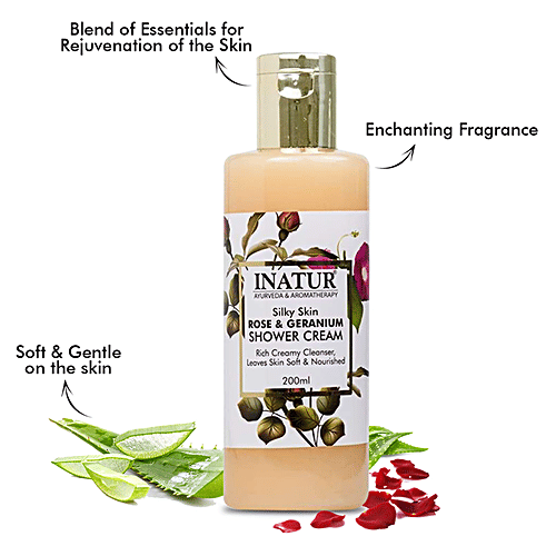 Buy INATUR Silky Skin Rose & Geranium Shower Cream Online at Best Price ...