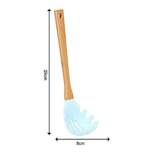 Buy Casasunco Slotted/Frying/Cooking Spoon - Nylon & Wooden, Blue, Bb ...