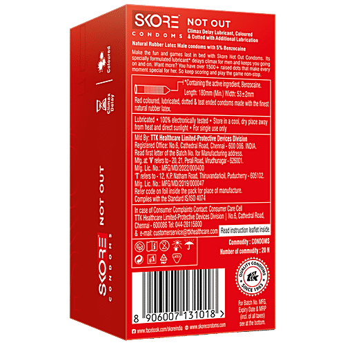 Buy Skore Not Out Condoms - With 1500+ Raised Dots Online at Best Price ...