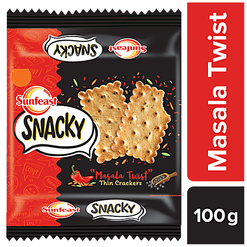 Buy Sunfeast Snacky Biscuits Masala Twist - Thin Crackers Online at ...