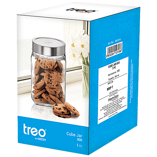 Buy Treo Glass Jar For Storage With Lid - Transparent, Cube Online at ...