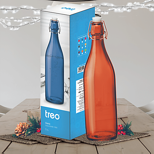 Buy Treo Spray Glass water Bottle With Cork - Orange Online at Best ...