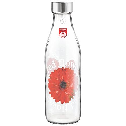 Buy Treo Ivory Premium Glass Bottle - With Red Floral Online at Best ...