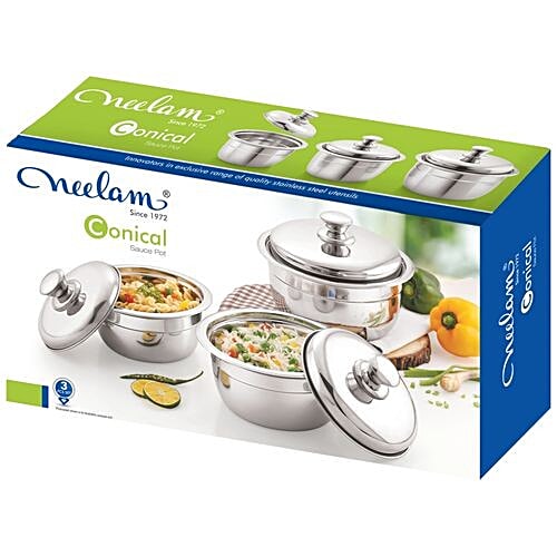 Buy Neelam Serveware/Handi Set with Lid -1000ml + 1500ml + 2000ml ...