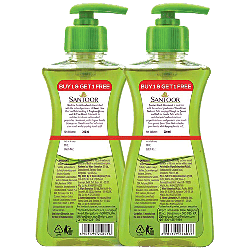 Buy Santoor Gentle Handwash - Fresh Sweet Lime Peel & Tulsi Online at ...
