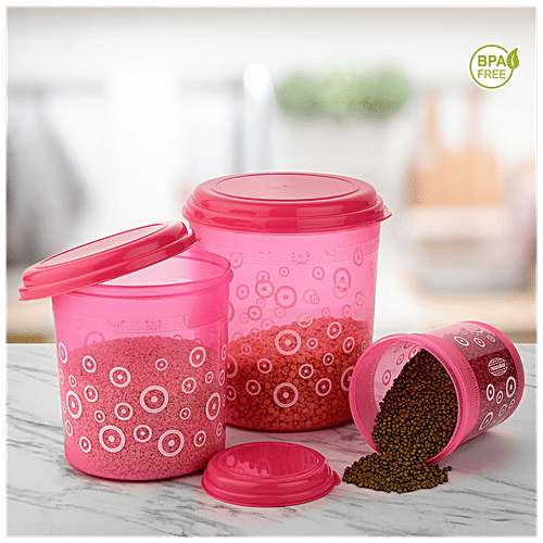 Buy Asian Stylo Storage Container - Pink, Plastic, Printed, Round ...