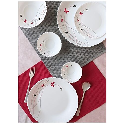 Buy Cello Dinner Set - Opalware, Lush Fiesta, White Online at Best ...