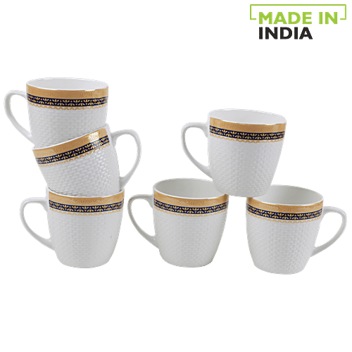 Buy BP Bharat Chai/Tea/Coffee Bonechina White Mug - With Blue Border ...