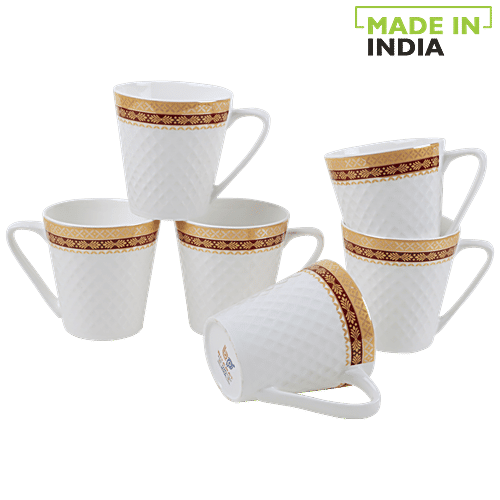 Buy BP Bharat Chai/Tea/Coffee Bonechina White Mug With Blue & Border ...