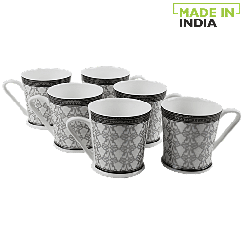 Buy BP Bharat Chai/Tea/Coffee Bonechina Silver & Black Mug Online at ...