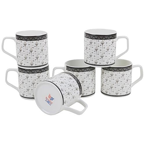 Buy BP Bharat Chai/Tea/Coffee Bonechina Gray Geometrical Pattern Mug ...