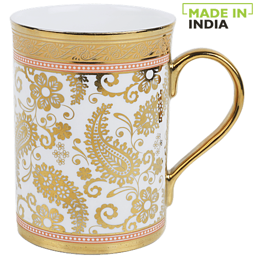 Buy BP Bharat Chai/Milk/Coffee Bonechina Golden With Paisley Print Mug ...