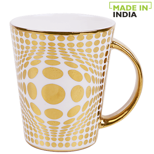 Buy BP Bharat Chai/Milk/Coffee Bonechina White With Golden Dots Mug ...