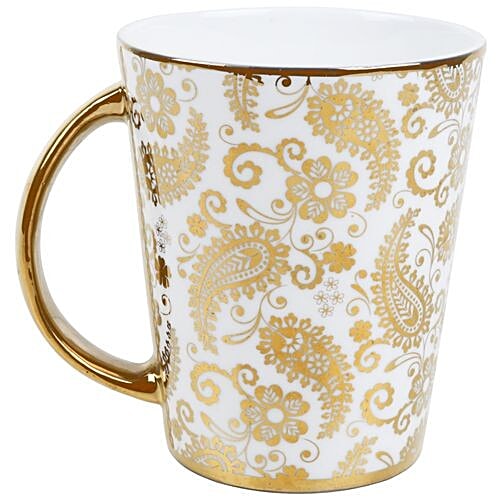 Buy BP Bharat Chai/Milk/Coffee Bonechina White With Golden Paisley ...