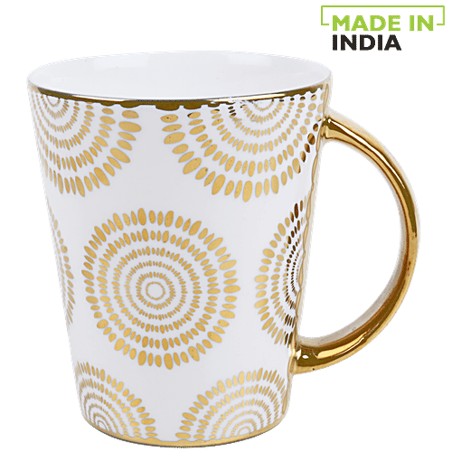 Buy BP Bharat Chai/Milk/Coffee Bonechina White With Golden Concentric ...