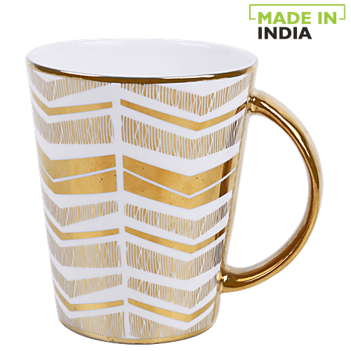 Buy BP Bharat Chai/Milk/Coffee Bonechina White With Golden Abstract ...