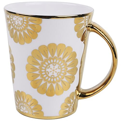 Buy BP Bharat Chai/Milk/Coffee Bonechina White With Big Golden Flowers ...