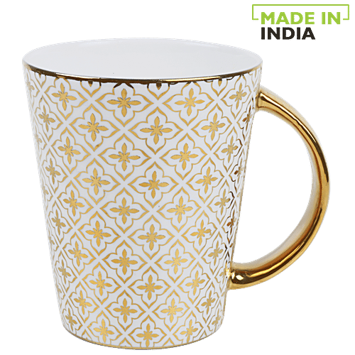 Buy BP Bharat Chai/Milk/Coffee Bonechina White With Golden Mughal Print ...