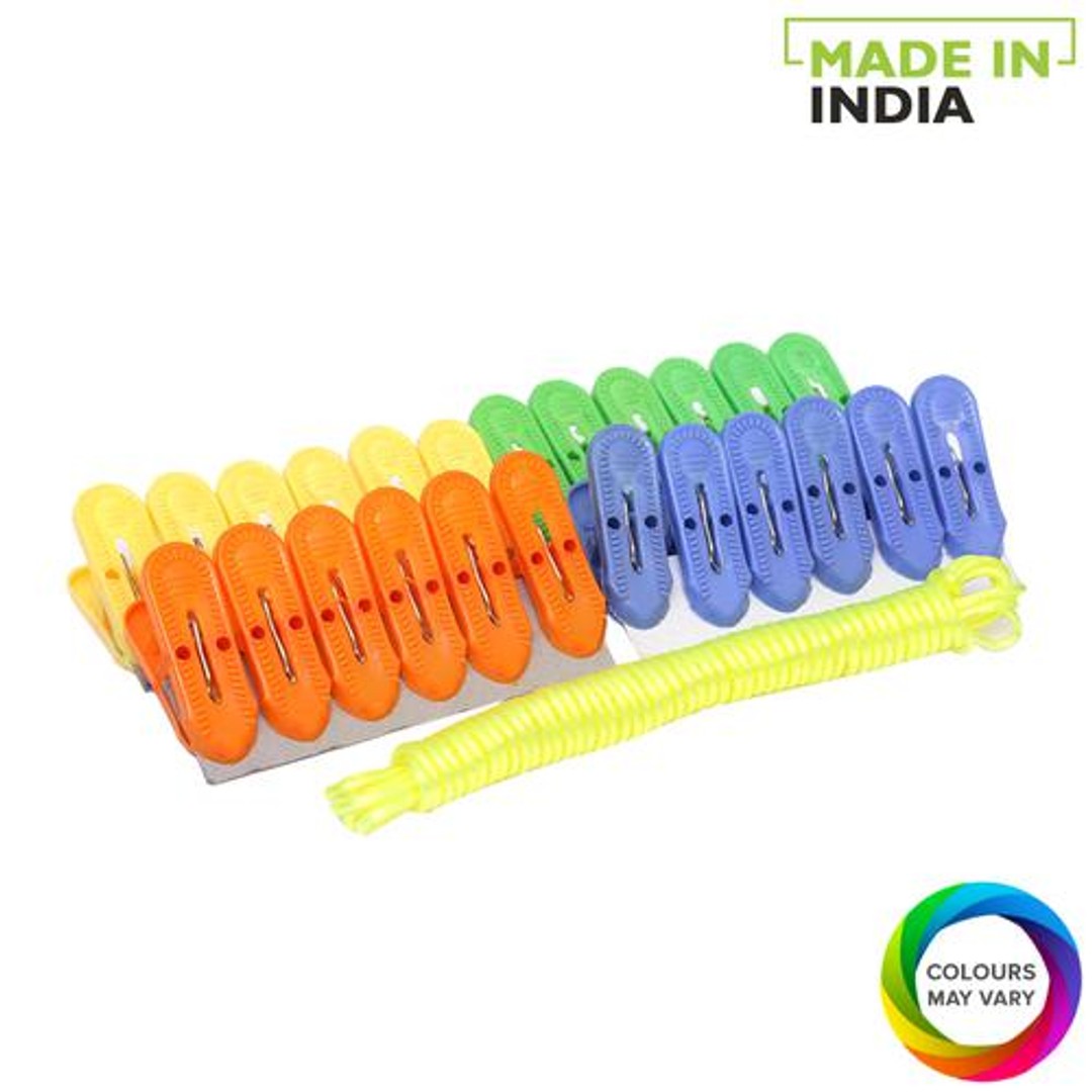 Buy SWASTIK Premium Plastic Cloth Clips/Cloth clips - Assorted Colour ...