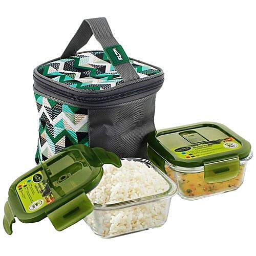 Buy Home Puff Borosilicate Glass Lunch Box/Tiffin Box Square ...