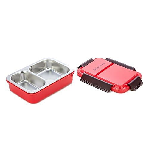Buy Signoraware Steel Lunch Box/Tiffin Box - Duo Star, Red Opaque ...