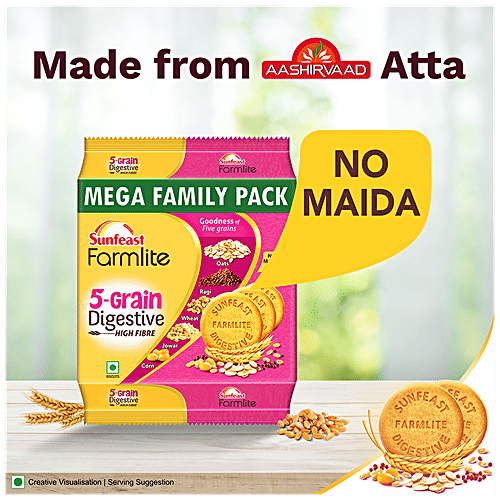 Buy Sunfeast 5 Seed Digestive Biscuit - High Fibre, Goodness Of 5 Power Seeds & Wheat Fibre ...