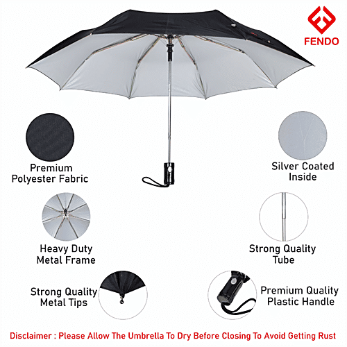 Buy Fendo 3 Fold Umbrella - Auto Open, 23.5 Inches, Black Online at ...