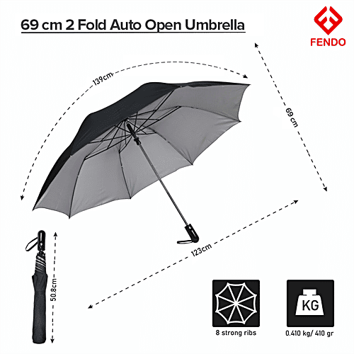 Buy Fendo 2 Fold Umbrella - Auto Open, 69cm , Black Online at Best ...