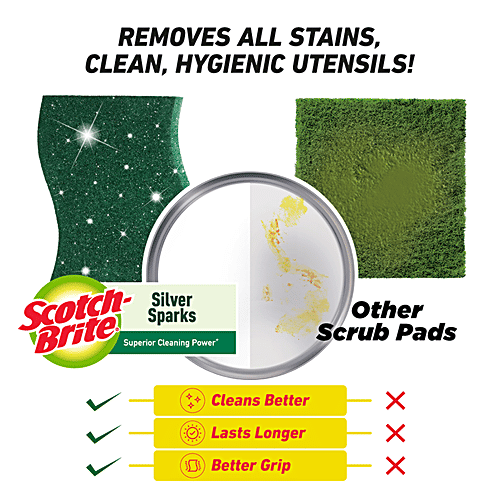 Buy Scotch brite Silver Sparks Scrub Pad, Scrubber for Utensil cleaning ...