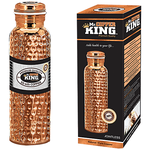 Buy Mr.Copper King Copper Bottle Jointless - Hammered Online at Best ...