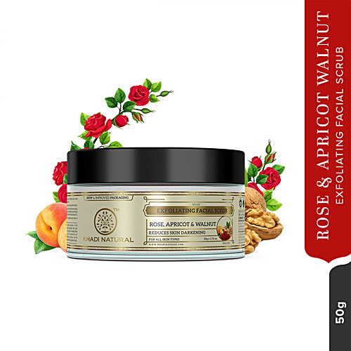 Buy Khadi Natural Rose Apricot & Walnut Facial Scrub - Reduces Skin Darkening Online at Best ...