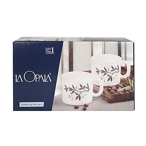 Buy LaOpala Tea/Chai Cup Set - Opalware, White, Lush Greens, Regular ...