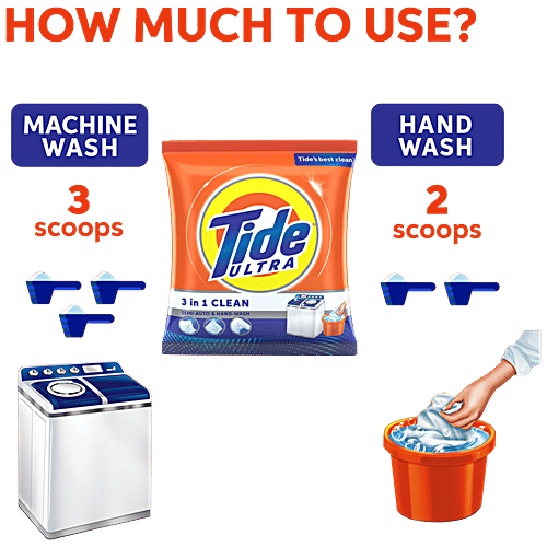 Buy Tide Ultra 3 In 1 Clean Detergent Washing Powder - Top & Front Load ...