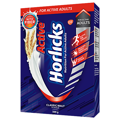 Buy Horlicks Active For Adults - With Fibre, Classic Malt Flavour ...