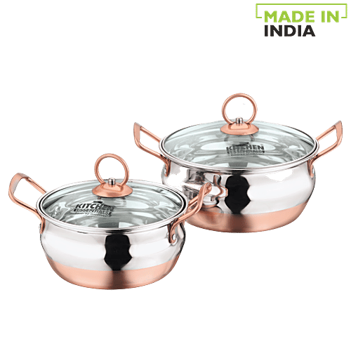 Buy Kitchen Essentials Stainless Steel Cook & Serve Set-Copper Bottom Q ...