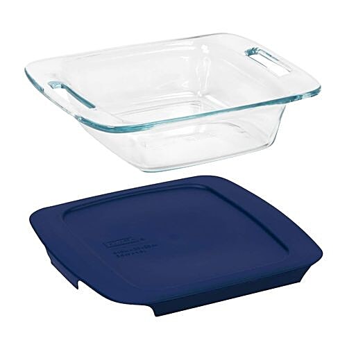 Buy Pyrex Borosilicate Glass Baking 8" Square Easy Grab With Blue Lid ...