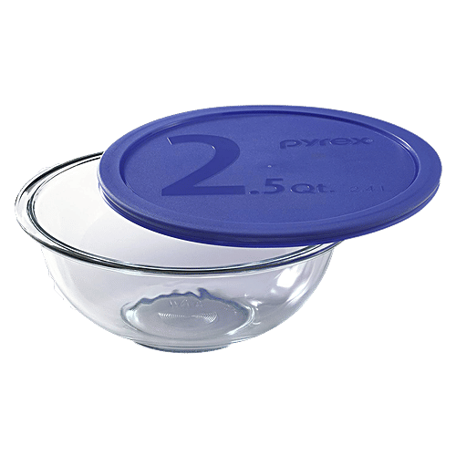 Buy Pyrex Borosilicate Glass Baking/Mixing Bowl With Blue Lid Online at ...