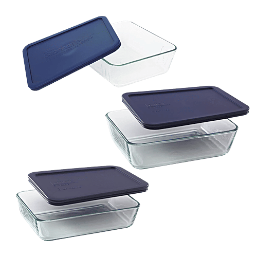 Buy Pyrex Borosilicate Glass Baking Rectangular Storage With Blue Lid ...