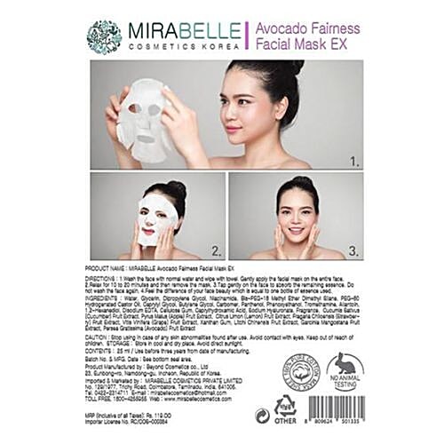 Buy Mirabelle Avacado Fairness Facial Sheet Mask EX Online at Best ...