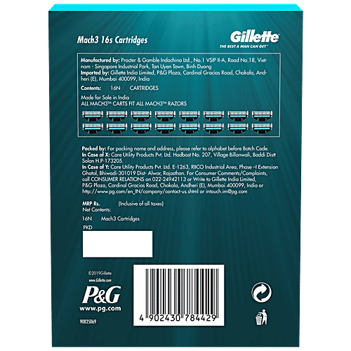 Buy Gillette Mach 3 Bladed Shaving Cartridges/Razor - With Lubrication ...
