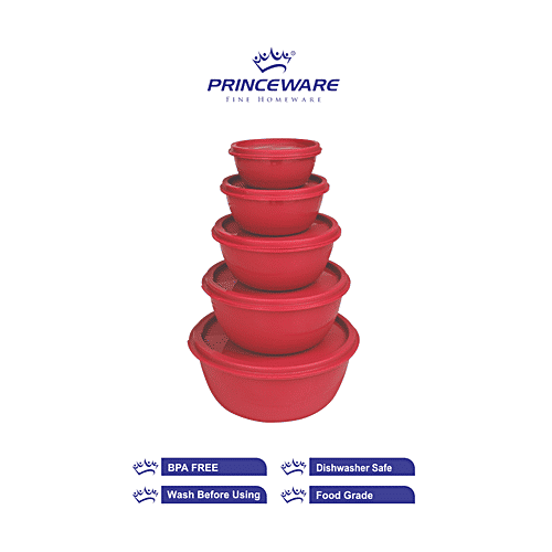 Buy Princeware Store Fresh Bowl Storage Plastic Container - Pink, With ...