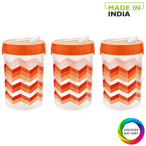 Buy Asian Airtight Plastic Turn & Lock Jar With Spoon - Printed ...