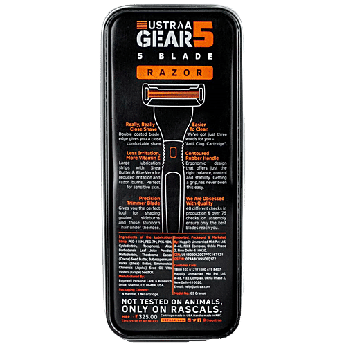 Buy Ustraa Gear 5 Blade Razor with Contoured Rubber Handle & Blades ...