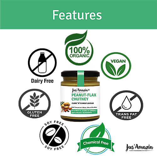Buy Jus Amazin Organic Peanut Flax Chutney - Curry N Cumin Flavour ...