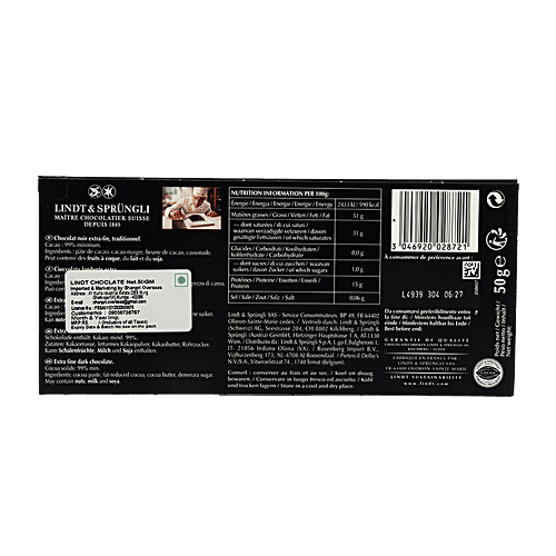 Buy Lindt Excellence Dark Chocolate - 99% Cocoa Online at Best Price of ...